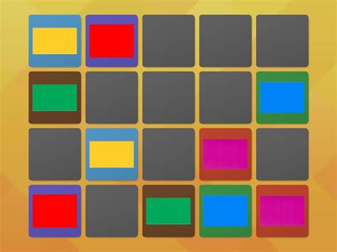Memory Game Colors Matching Pairs