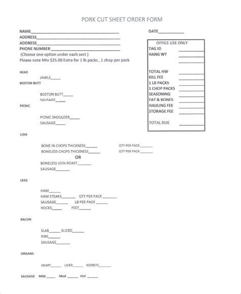 Pork Cut Sheet Explained Printable Free Templates