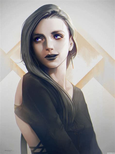 Красивая девушка с серыми волосами и едва заметной улыбкой — Скачать картинки