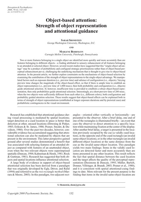 Pdf Object Based Attention Strength Of Object Representation And