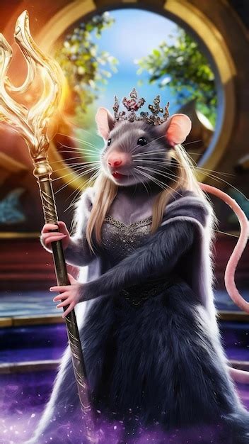 View Of Rat Princess With Staff Premium Ai Generated Image