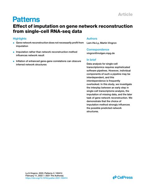 Pdf Effect Of Imputation On Gene Network Reconstruction From Single