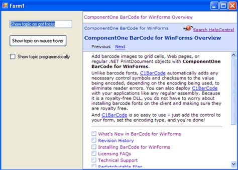 Mapping A Topic To A Control At Design Time Componentone Dynamichelp