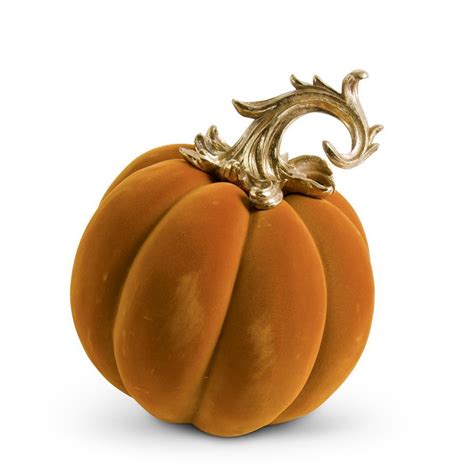 12 Inch Orange Velvet Pumpkin W Gold Filigree Stem The Red Door