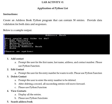 Solved Lab Activity 1 Application Of Python List Instructions