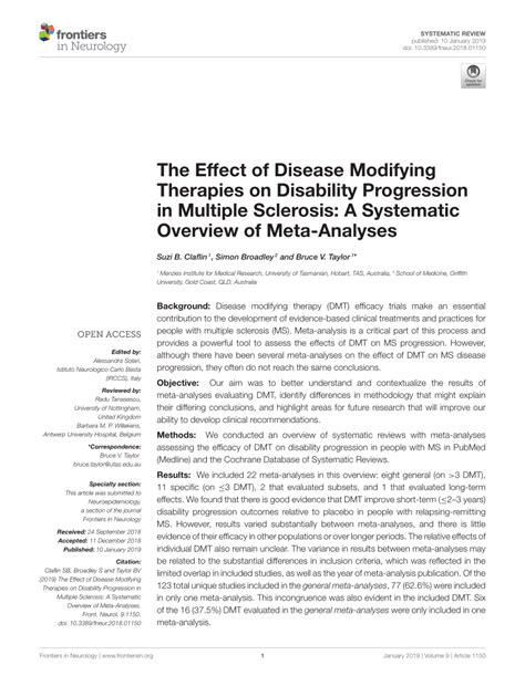 Pdf The Effect Of Disease Modifying Therapies On Disability Progression In Multiple Sclerosis
