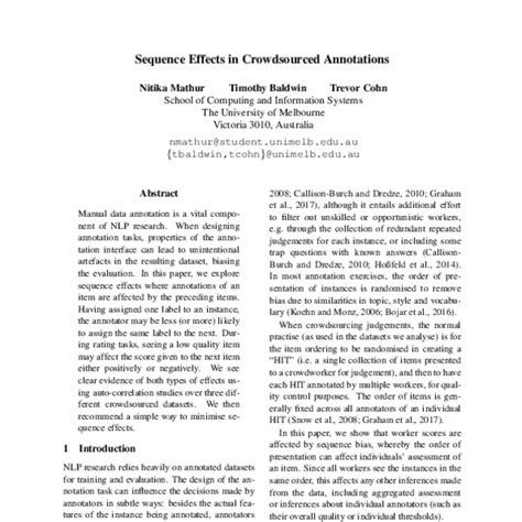 Sequence Effects In Crowdsourced Annotations Acl Anthology