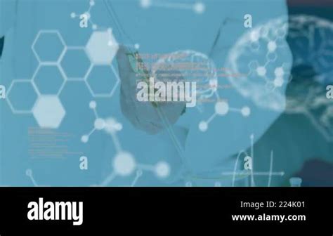 Animation Of Scientific Data Processing And Human Brains Over Caucasian