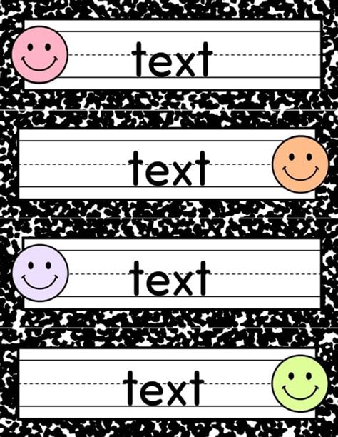 Composition Notebook Editable Name Tags Name Plate Labels Classroom Decor