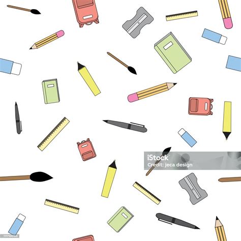 학교 개체 패턴입니다 교육 아이콘입니다 벡터 일러스트레이션 검은색에 대한 스톡 벡터 아트 및 기타 이미지 검은색 계산기
