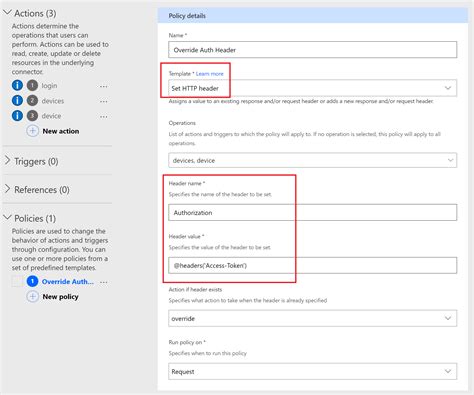 Setting Headers Using Custom Connector Template Policies