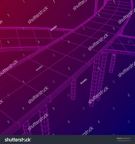 Wireframe Mesh Bridge Highway Crossing Connection Stock Vector Royalty Free 690607810