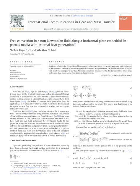 Pdf Free Convection In A Non Newtonian Fluid Along A Horizontal Plate Embedded In Porous Media