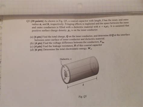 Solved Q5 20 Points As Shown In Fig Os A Coaxial Capacitor