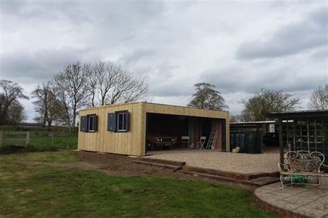 Shipping Container Conversions 20ft X 20ft Cartainer With Roller Shutter And Cladding Cs50569