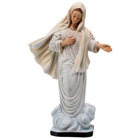 Statua Madonna Medjugorje Decori Oro 28 Cm Resina Dipinta Vendita