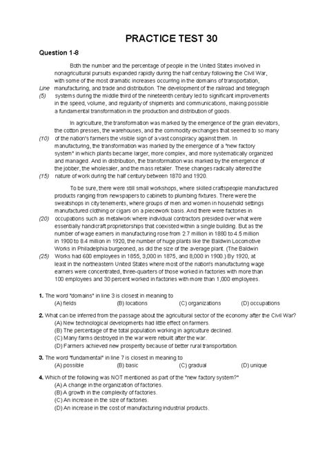 Reading Comprehension Practice Test 30 Key Concepts And Questions