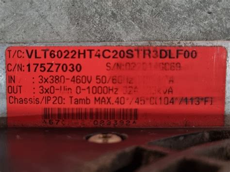 Used Danfoss Vlt6022ht4c20str3dlf00 Frequency Converter Hos Bv