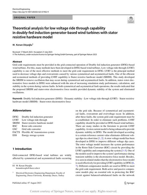 theoretical analysis for low voltage ride through capability in doubly