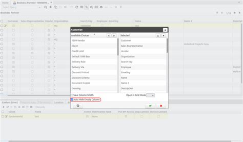NF Grid View Auto Hide Empty Column IDempiere En