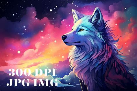 Dreamy Rainbow Wolf 172 Graphic By Whimsy Girl · Creative Fabrica