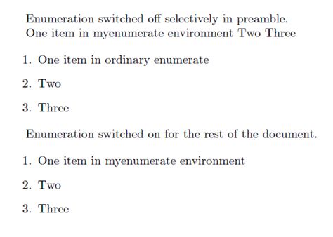 Create An Enumerate Environment That Can Be Turned Off Tex Latex