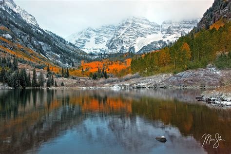 Autumn And Winter Collide At The Maroon Bells Maroon Lake Maroon