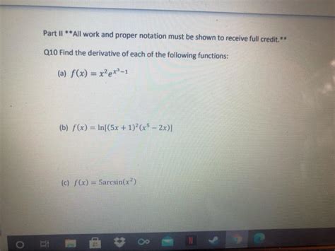 solved part ii all work and proper notation must be shown