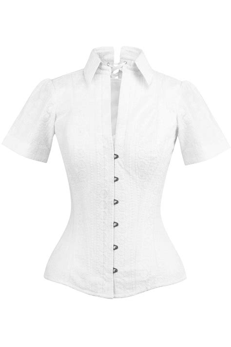Short Sleeved White Cotton Corset Shirt Artofit
