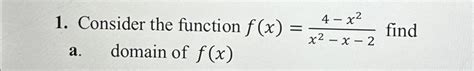 Solved Consider The Function F X 4 X2x2 X 2 ﻿finda ﻿domain