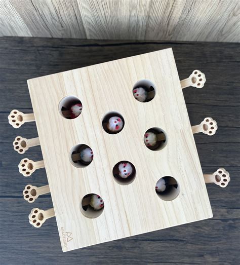 Solid Wood Gopher Cat Toy Cat Toy Interactive Whack A Mole Etsy Australia