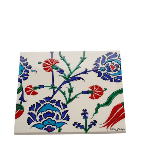 Hatay Motifli Karo Çini Replika 20x20 Cm