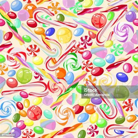 모듬된 달콤한 사탕의 완벽 한 패턴입니다 벡터 일러스트 레이 션 사탕에 대한 스톡 벡터 아트 및 기타 이미지 사탕 젤리 빈 개념 Istock