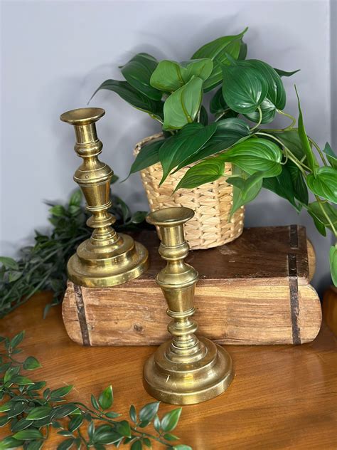 Pair Of Antique Victorian Solid Brass Candlesticks Ava Rose Interiors