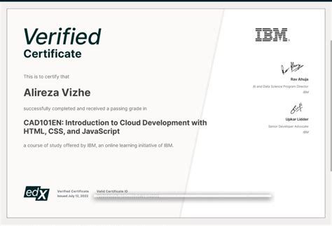Ibm Certificate From Edx Site Alireza Vizhe