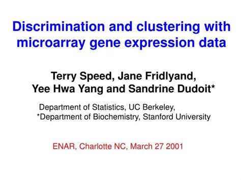 Ppt Discrimination And Clustering With Microarray Gene Expression