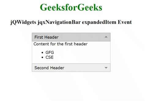 JQWidgets JqxNavigationBar ExpandedItem Event GeeksforGeeks