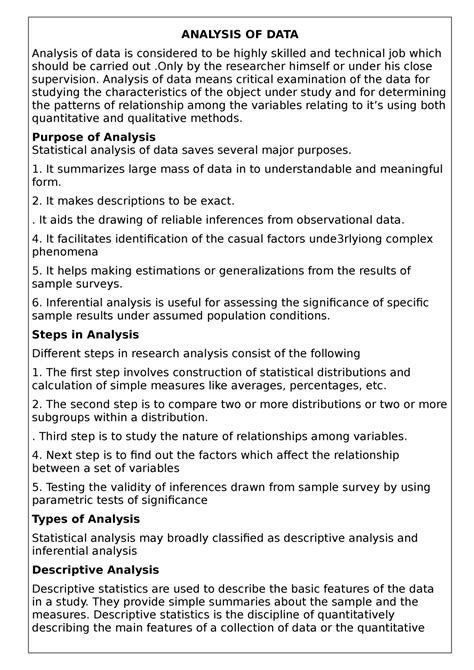 Brm4 Lecture Notes 4 Analysis Of Data Analysis Of Data Is