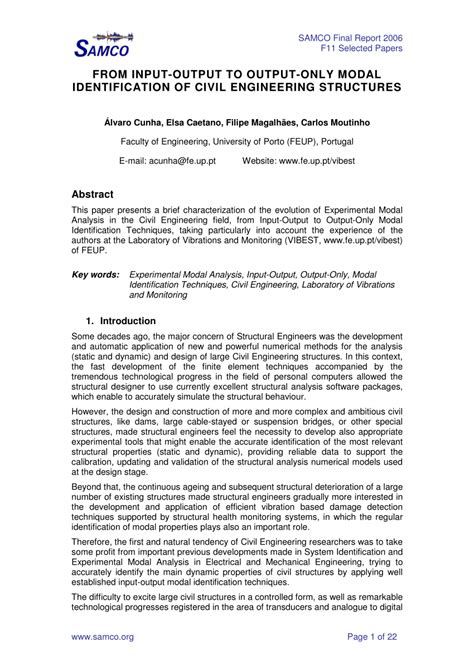 PDF From Inputoutput To Output Only Modal Identification Of Civil Engineering Structures
