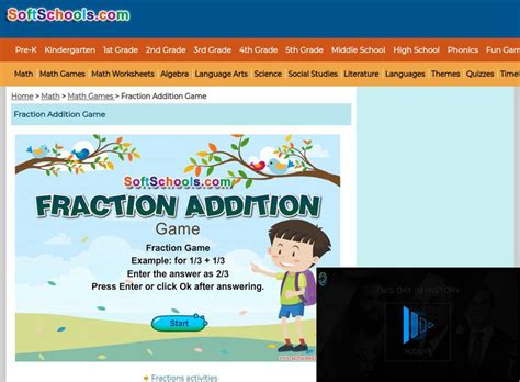 Soft Schools Adding And Subtracting Fractions Game Interactive For 3rd 8th Grade Lesson Planet