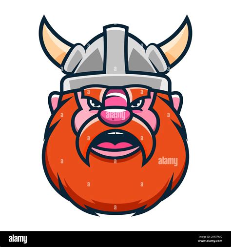 Viking Tattoo Bearded Barbarian Of Scandinavia Symbol Of Force Courage Vector Illustration