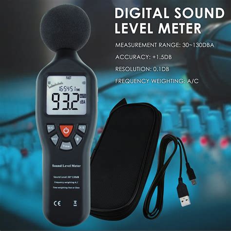 Sound Level Meter With Backlit Display High Accuracy Measuring 30db 130db Compact Instrument