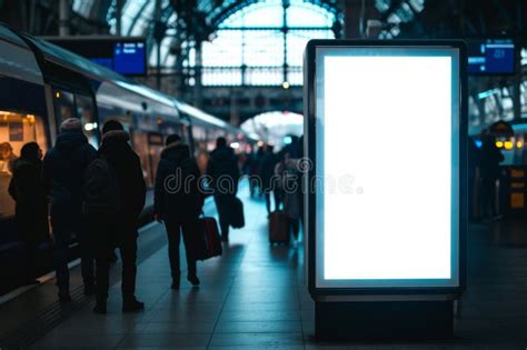 mock up vertical advertising billboard lightbox with empty digital