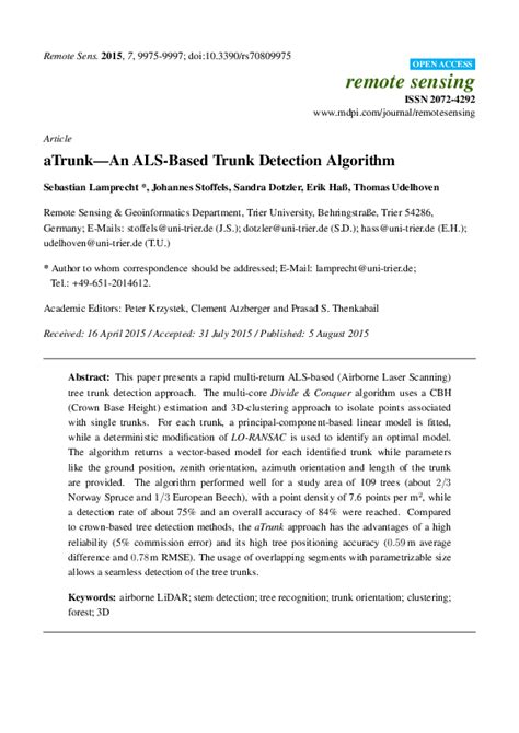 Pdf Article Atrunk—an Als Based Trunk Detection Algorithm