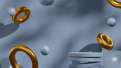 떠 다니는 파란색 공과 황금 고리가있는 그림자 파란색 연단 템플릿의 3d 렌더링 0명에 대한 스톡 사진 및 기타 이미지 0명 강단 건축물 Istock