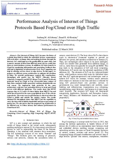 Pdf Performance Analysis Of Internet Of Things Protocols Based Fog
