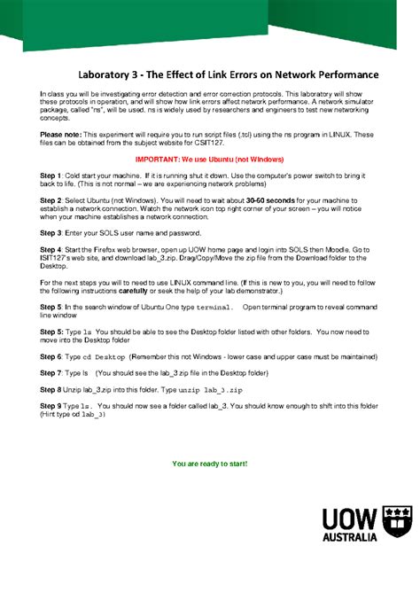 Lab 3 Instructions Lab Laboratory 3 ‐ The Effect Of Link Errors On