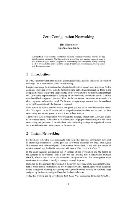 Pdf Zero Configuration Networking