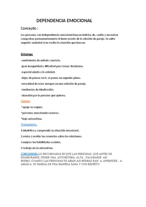 Dependencia Emocional Dependencia Emocional Concepto Las Personas