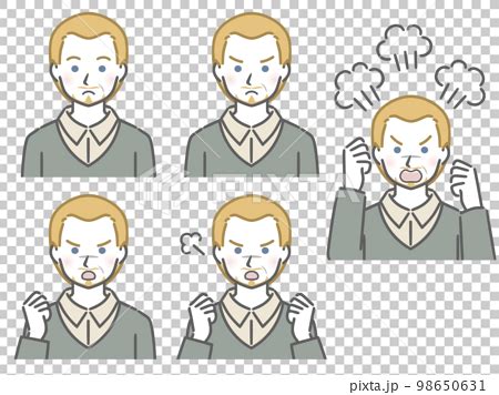 怒る表情の強弱 中年の白人男性のイラスト素材 98650631 PIXTA
